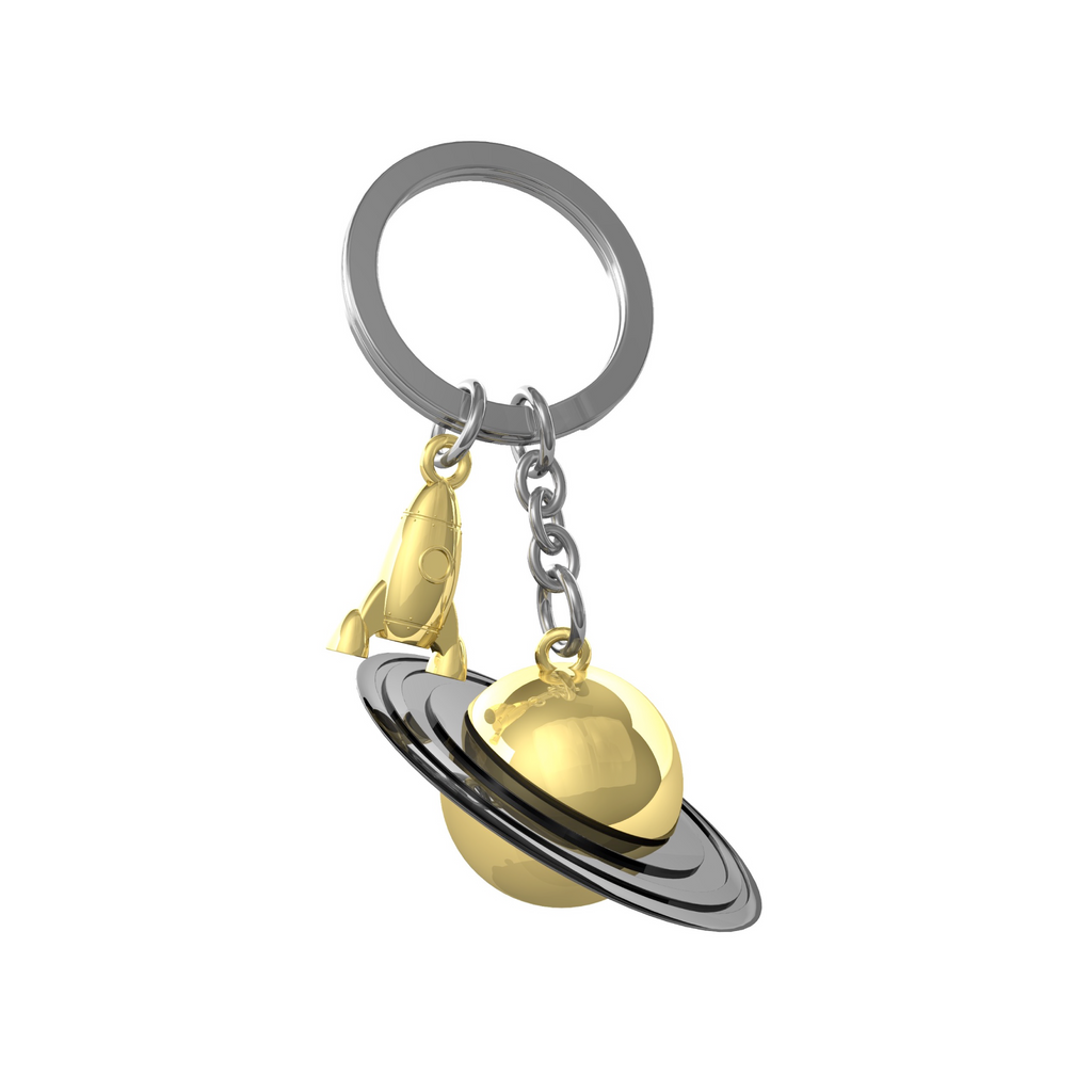 Buy Metalmorphose Grey & Gold Planet Keyring | About Living