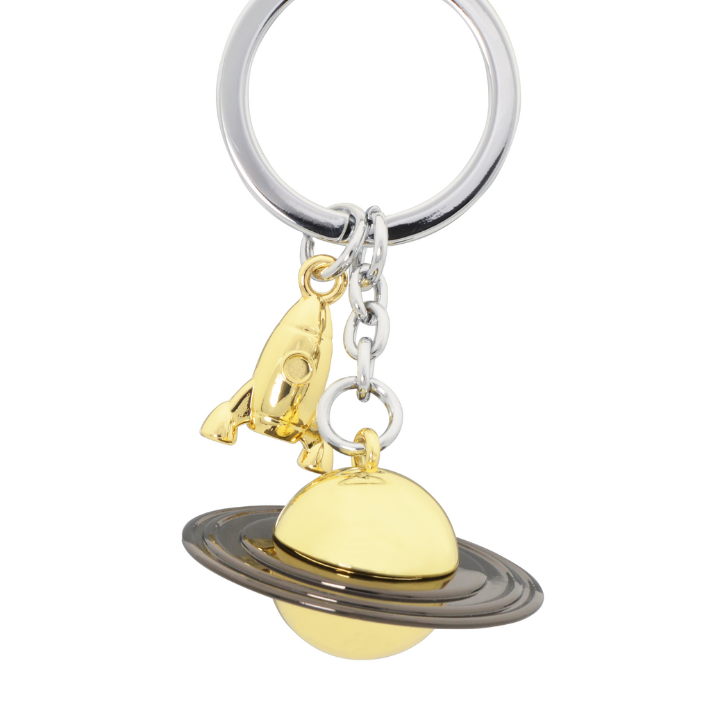 Buy Metalmorphose Grey & Gold Planet Keyring | About Living