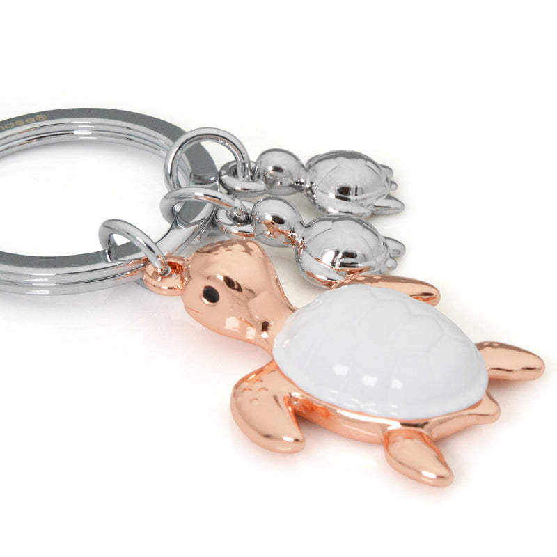 Metalmorphose | Turtle Keyring - White & Rose Gold – About Living