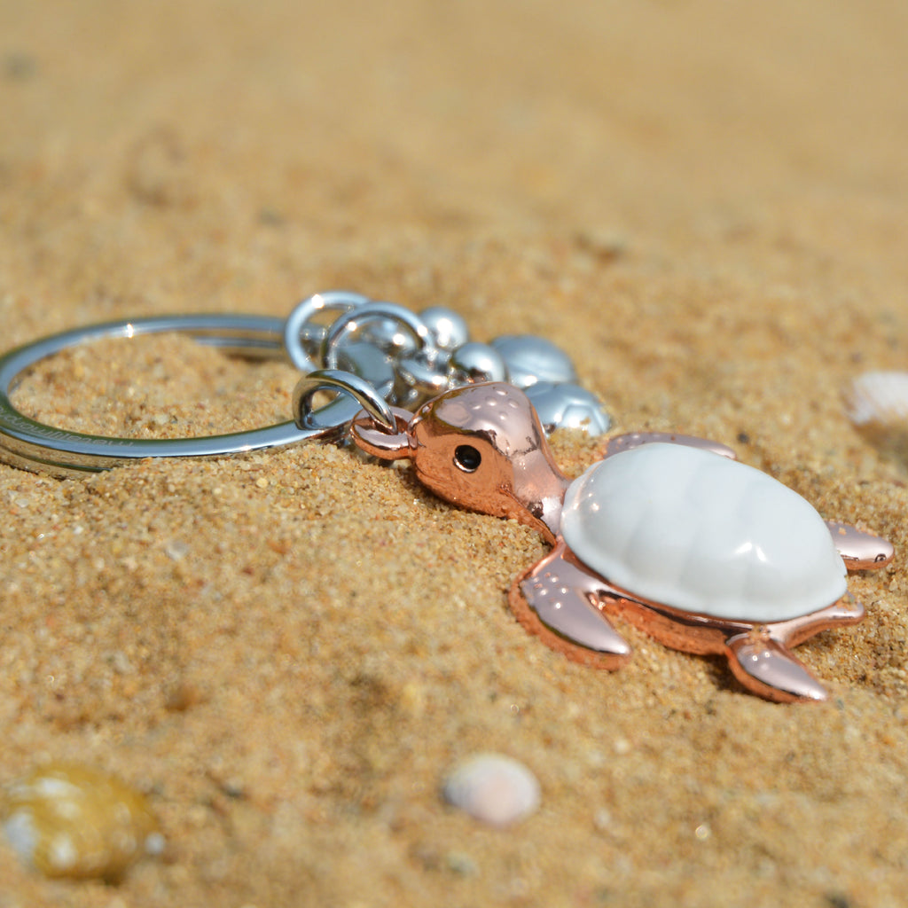 Metalmorphose | Turtle Keyring - White & Rose Gold – About Living