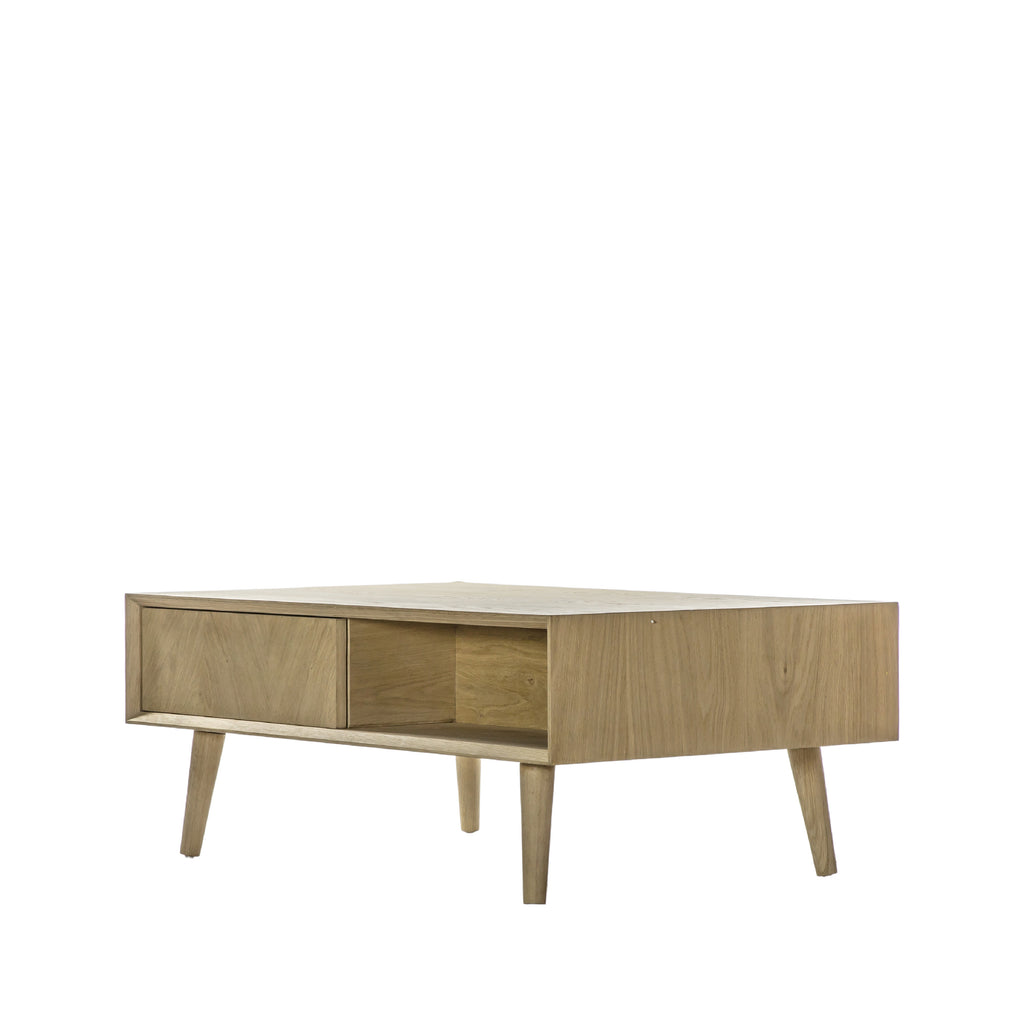 Gallery | Milano Chevron 2 Drawer Coffee Table - Oak – About Living