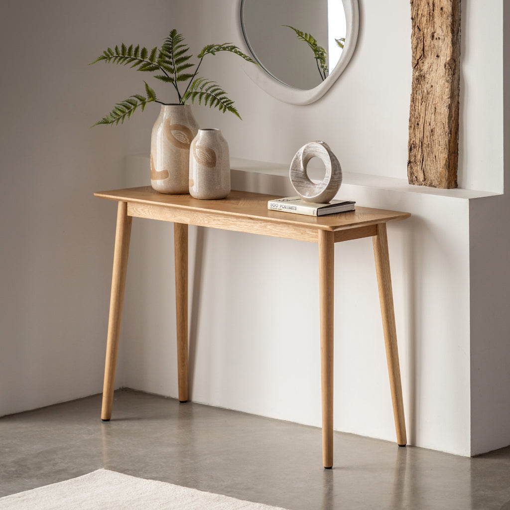 Gallery | Milano Chevron Console Table - Oak – About Living