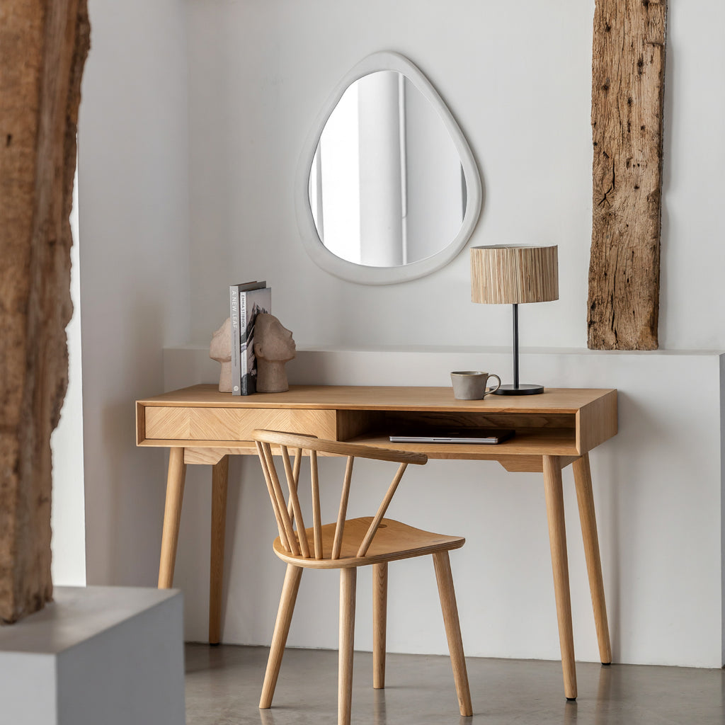 Gallery | Milano Chevron 1 Drawer Desk - Oak – About Living