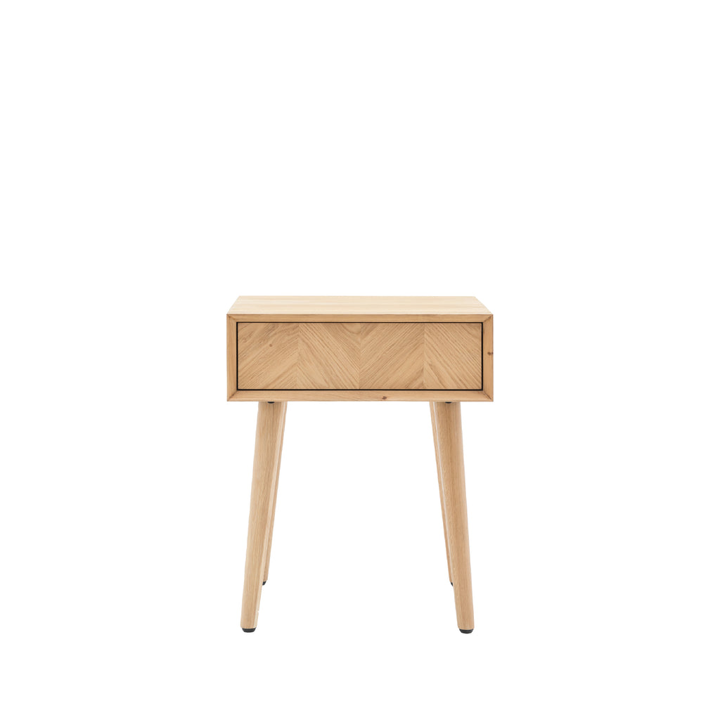 Gallery | Milano Chevron 1 Drawer Side Table - Oak – About Living