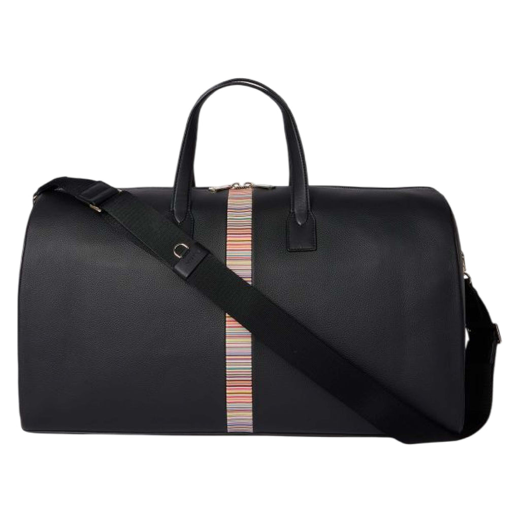 Paul Smith | Men's Leather 'Signature Stripe' Holdall Bag - Black ...