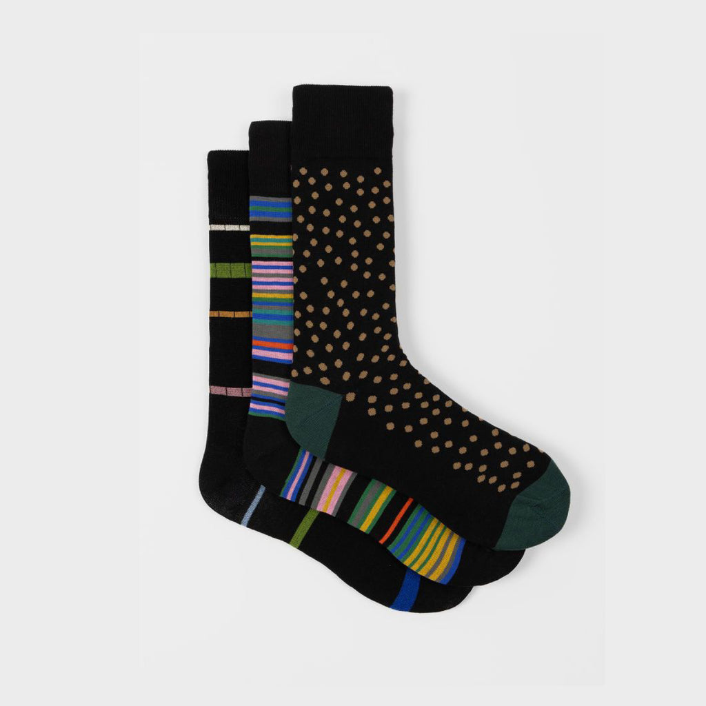 Paul Smith | Men's Stripe & Spot Socks - Set of 3 (Black Mix) – About ...