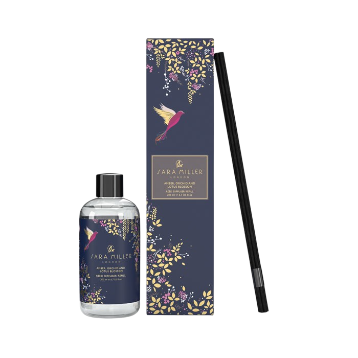 Sara Miller | Navy Hummingbird Reed Diffuser Refill - Amber, Orchid ...