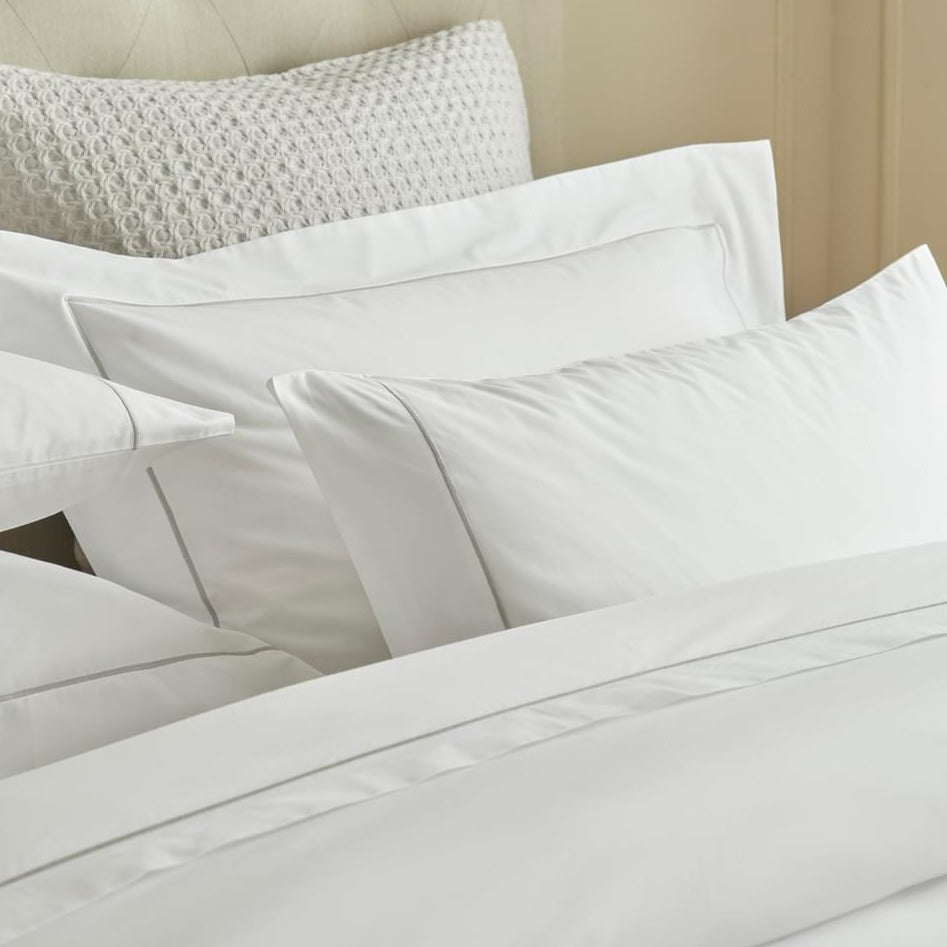 Finest Linen | Savile Cord 220 Bed Linen - White/Silver – About Living