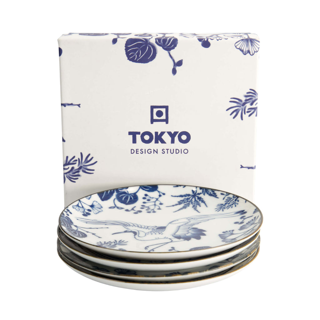 Tokyo Design Studio | Flora Japonica Plate Gift Set - Blue & White (4 ...