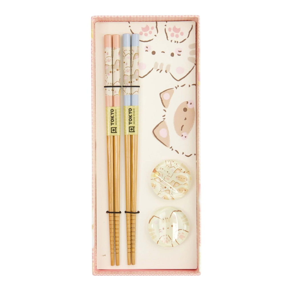 Tokyo Design Studio | Kawaii Cats Chopstick Set - Pastel (4 Piece ...