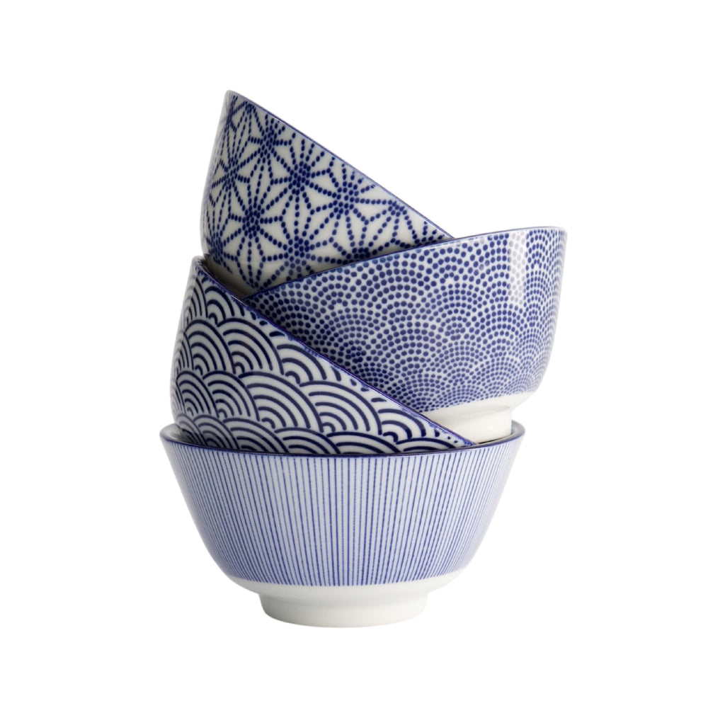 Tokyo Design Studio | Nippon Mixed Rice Bowl Set - Blue & White (4 ...