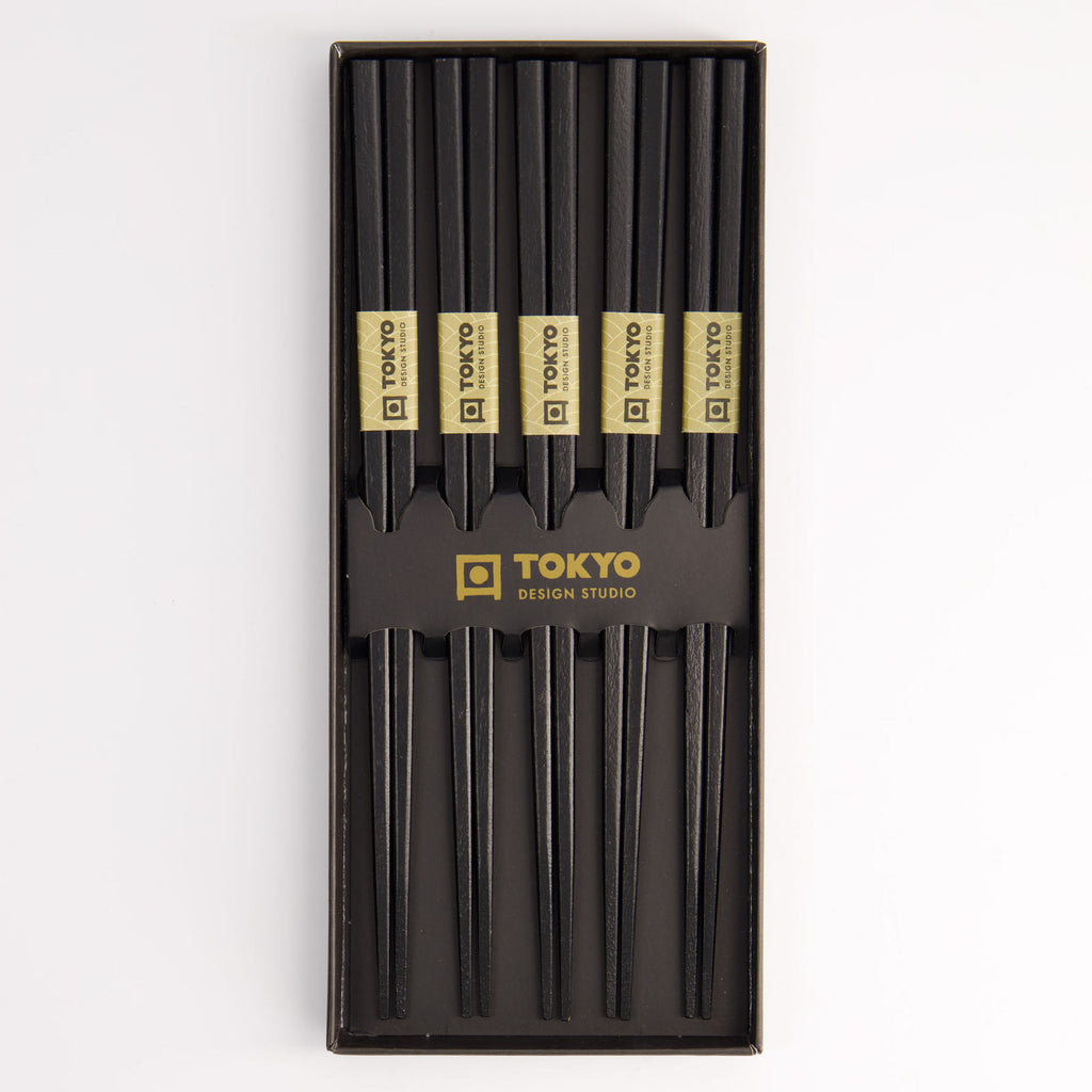 Tokyo Design Studio | Square Chopstick Set - Black (5 Piece) – About Living