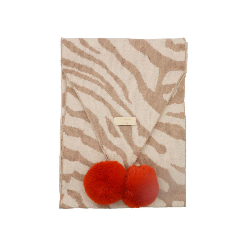 Zelly | Women's Constellation Faux Fur Pom Pom Scarf - Cream Zebra ...