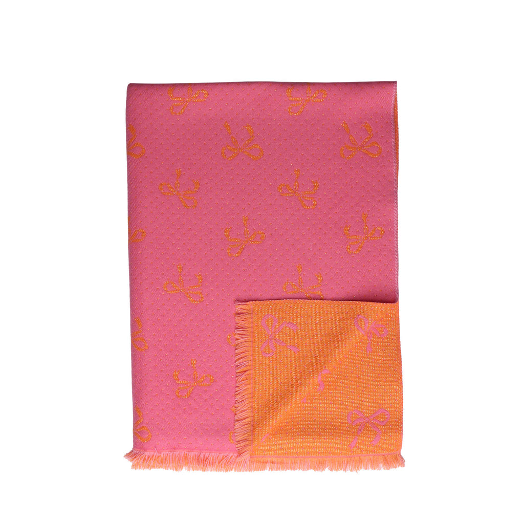 Zelly | Women's Lightweight Bow Print Scarf - Pink/Orange – About Living