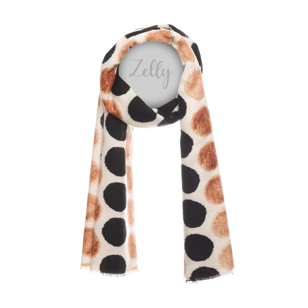 Zelly | Women's Midweight Spotty Print Scarf - Cream – About Living