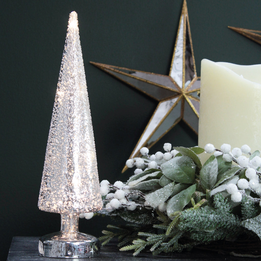 CHRISTMAS by AL | Large Silver Glass LED Tree Light Decoration – About ...