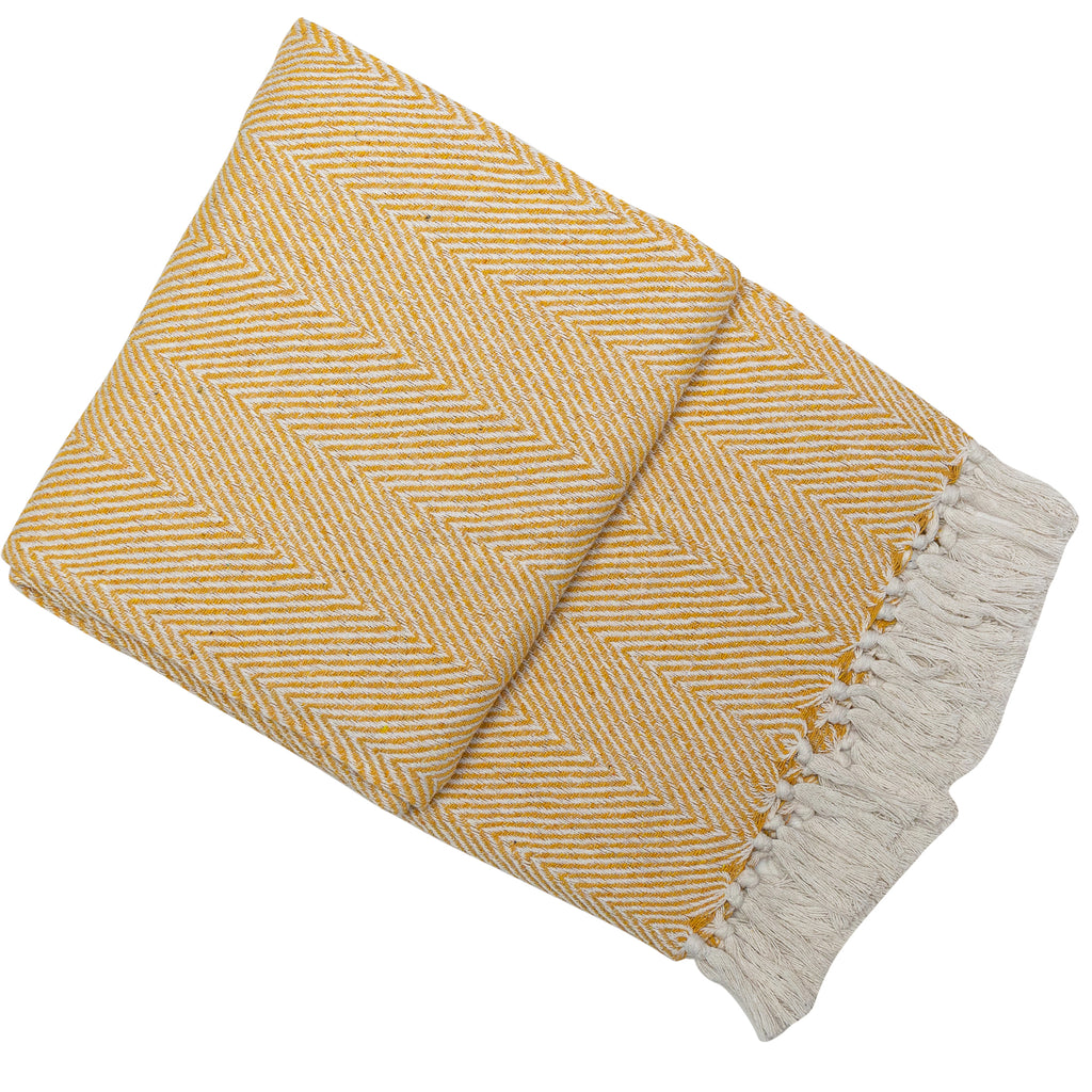 Buy Malini 130x180 Kampala Mustard Chevron Throw | About Living