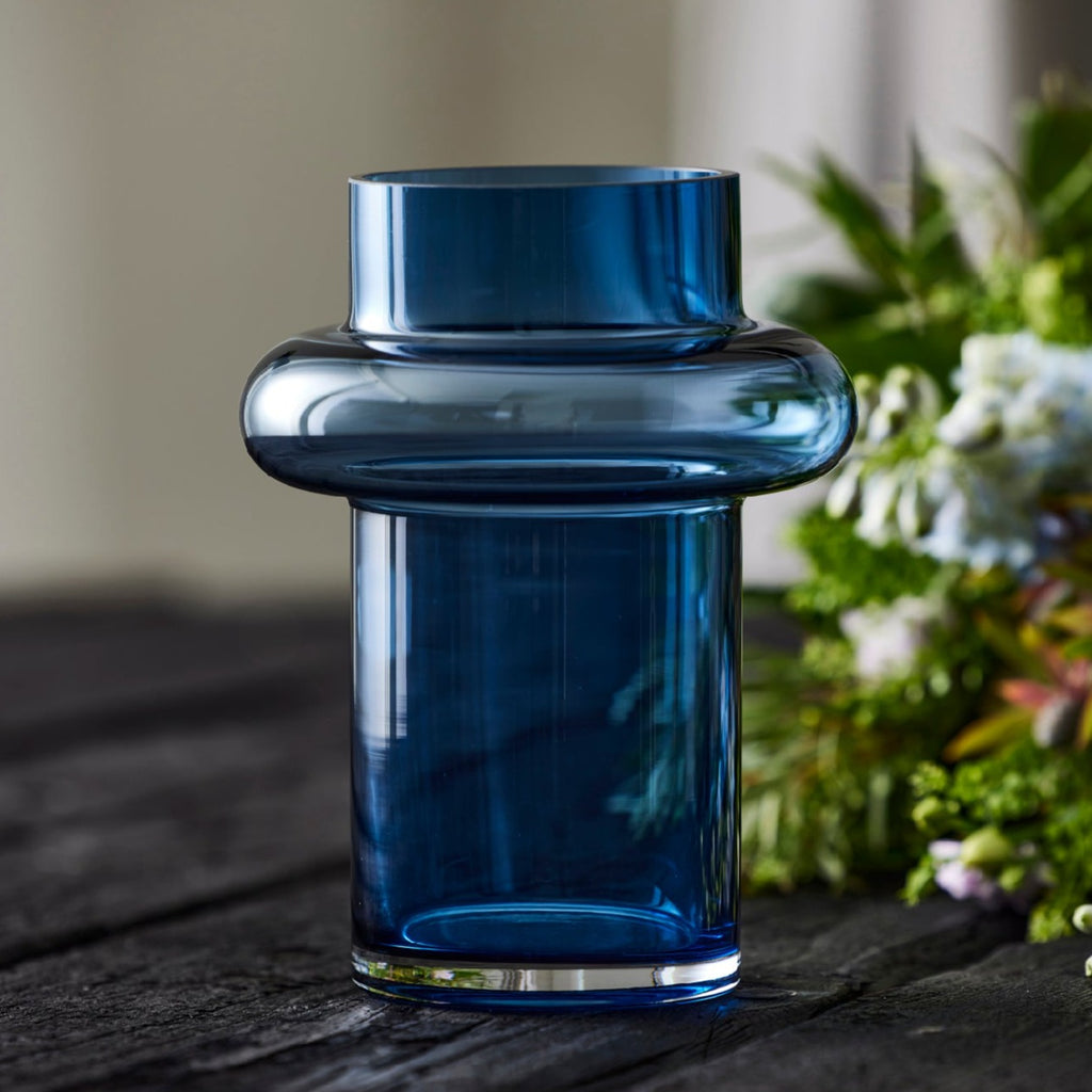 Buy Lyngby Glass 20cm Short Blue Tube Vase | About Living