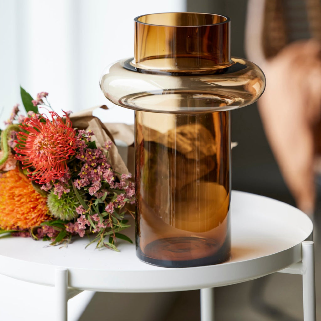 Buy Lyngby Glass 30cm Tall Amber Tube Vase | About Living